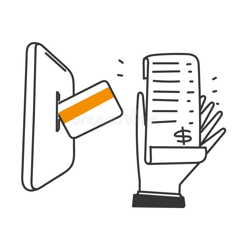 Online Bill Payment Mobile with Card Illustration in Doodle Hand Drawn ...