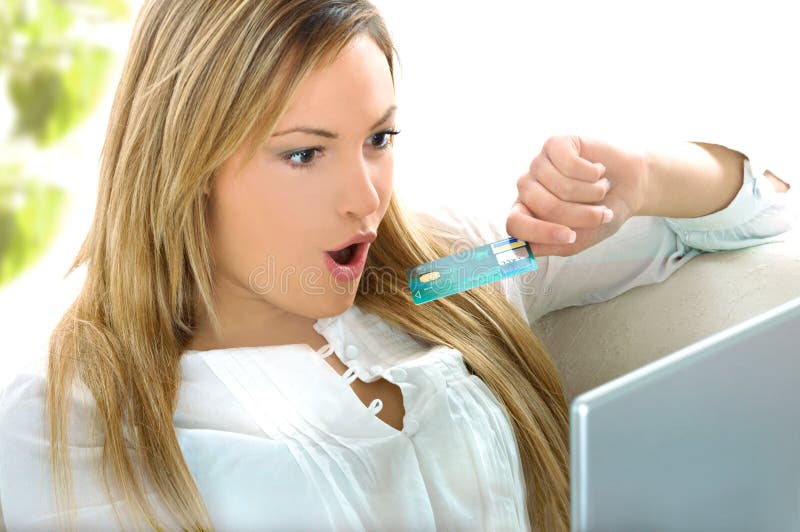 Online with blue card stock photo. Image of headset, corporate - 8850094