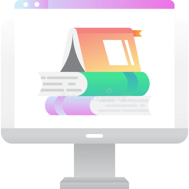 Online Book on Computer Screen Vector Icon Stock Vector - Illustration ...