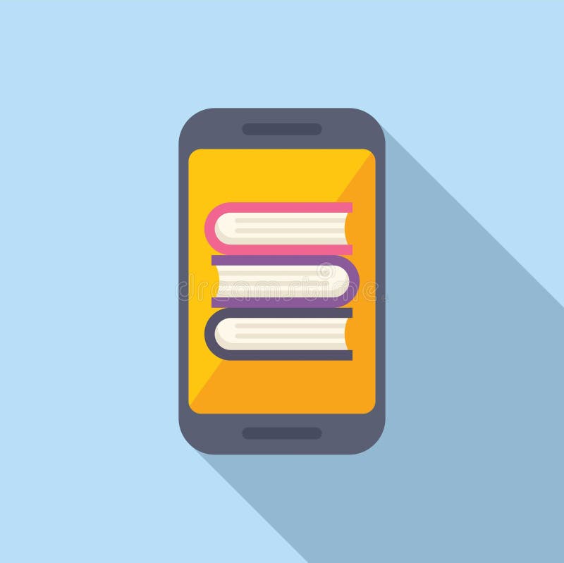 Online Book Stack Icon Flat Vector. Reading Digital Device Stock ...