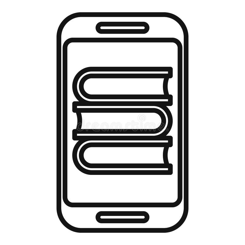 Online Book Stack Icon Outline Vector. Reading Digital Device Stock ...