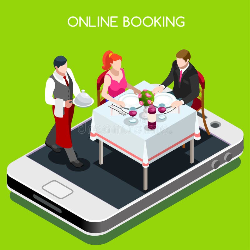 Online Booking Concept 3D Isometric People Stock Vector - Illustration ...