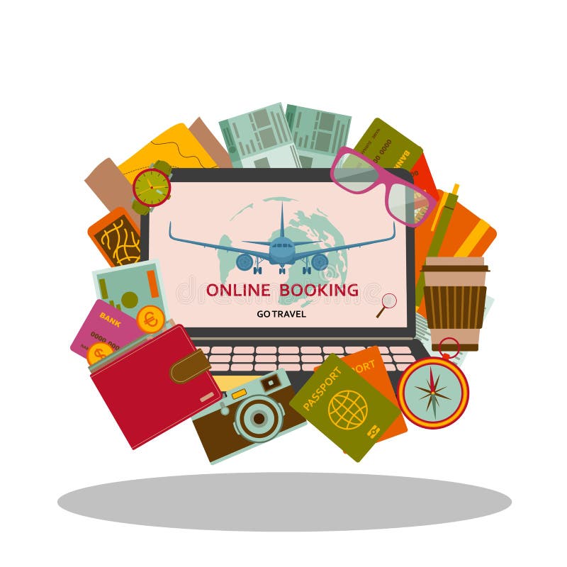 Online Booking Flat Concept Stock Vector - Illustration of front ...