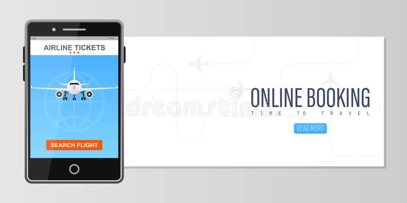 Online Booking for Plane Ticket Vector Illustration Stock Vector ...