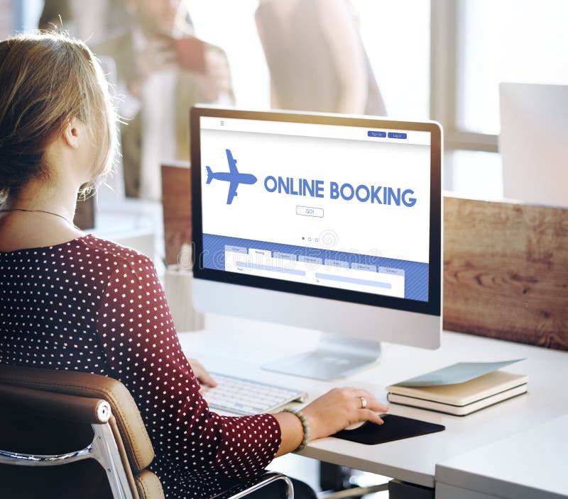 Online Booking of Flight Ticket, with Plane Sign on Keyboard Stock ...