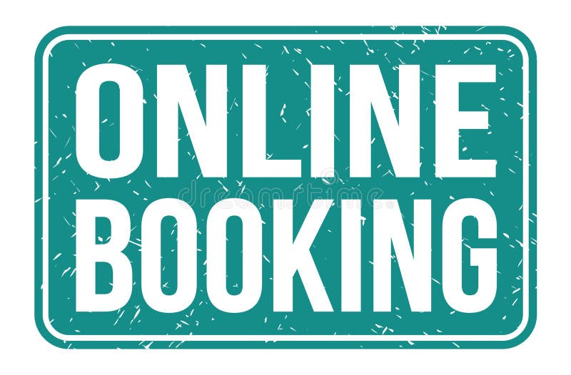 ONLINE BOOKING, Words on Blue Rectangle Stamp Sign Stock Illustration ...