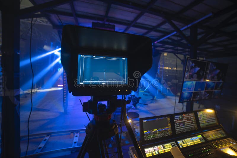 Online Broadcast of the Event Stock Photo - Image of light ...