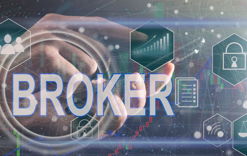 Online Broker Button on Virtual Screen Stock Photo - Image of brokerage ...