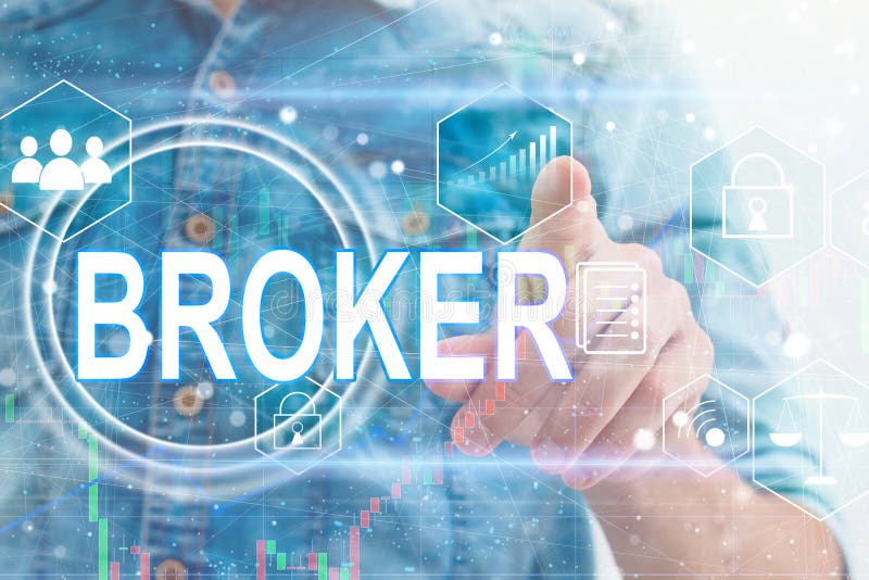 Online Broker Button on Virtual Screen Stock Illustration ...