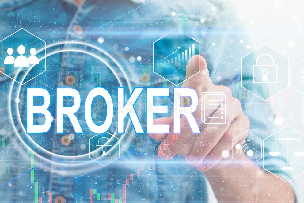 Online Broker Button on Virtual Screen Stock Illustration ...