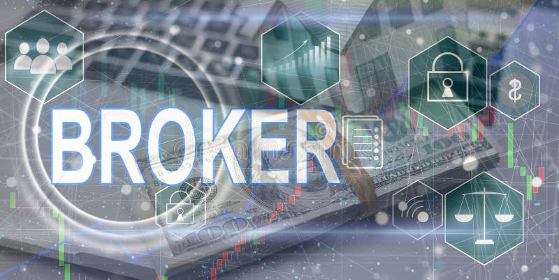 Online Broker Button on Virtual Screen Stock Image - Image of earning ...