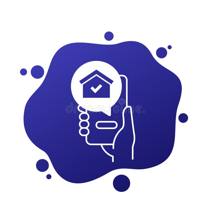 Online Building Permit Icon with a Phone in Hand Stock Vector ...