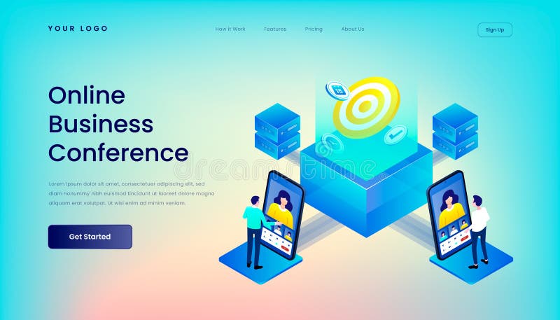 Online Business Conference Landing Page Template with Gradient ...