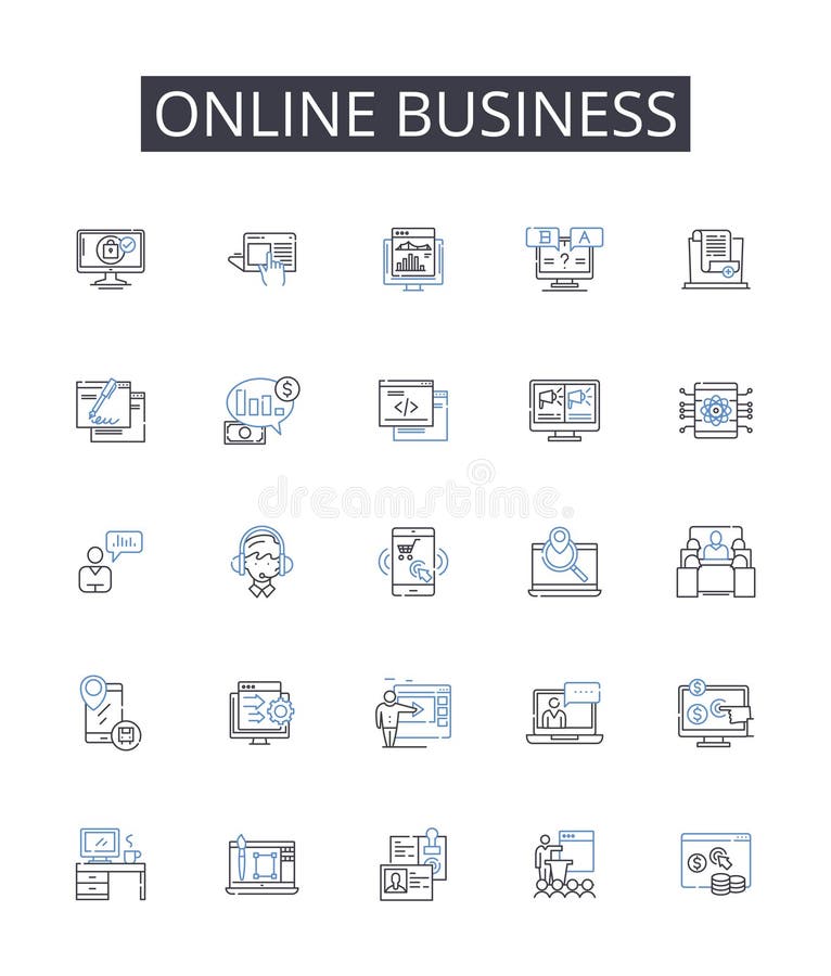 Online Business Line Icons Collection. Identity, Perception ...