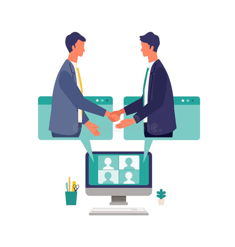 Online Business Talk Concept. Vector Illustration of People Having ...