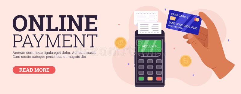 Online Cashless Payment Banner for Wireless NFC Paying, Flat Vector ...