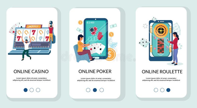Online Casino Mobile App Onboarding Screens Vector Template Stock ...