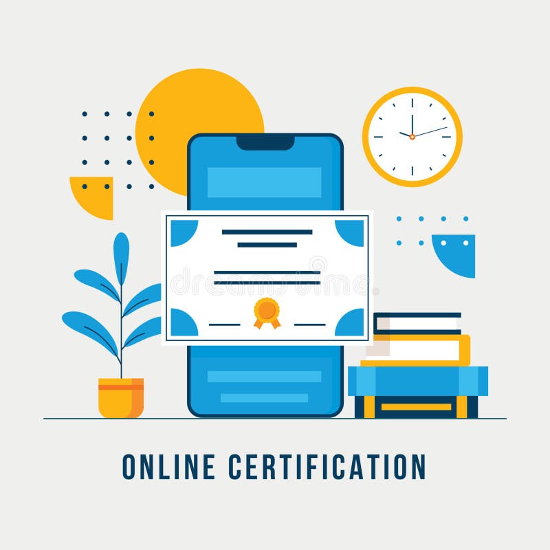 Online Certification Concept Stock Vector - Illustration of achievement ...