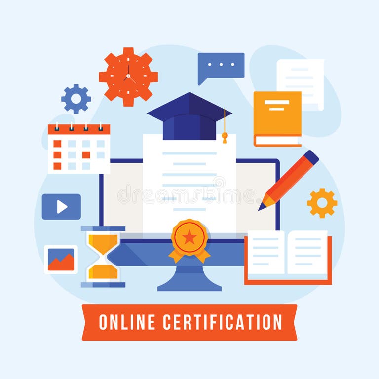 Online Certification Concept Stock Vector - Illustration of qualification, sertifikat: 334868611