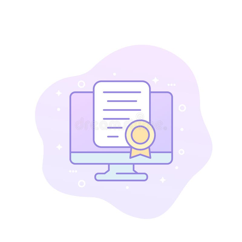 Online Certification Vector Icon with Outline Stock Vector ...