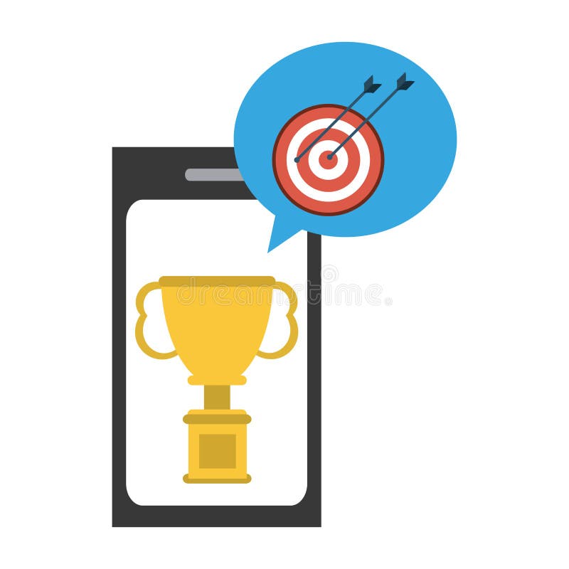 Smartphone with Trophy stock vector. Illustration of touch - 72945975