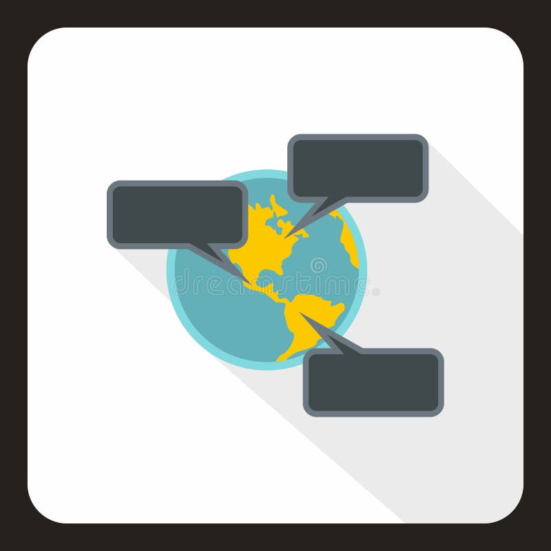 Online Chat Around the World Icon, Flat Style Stock Vector ...