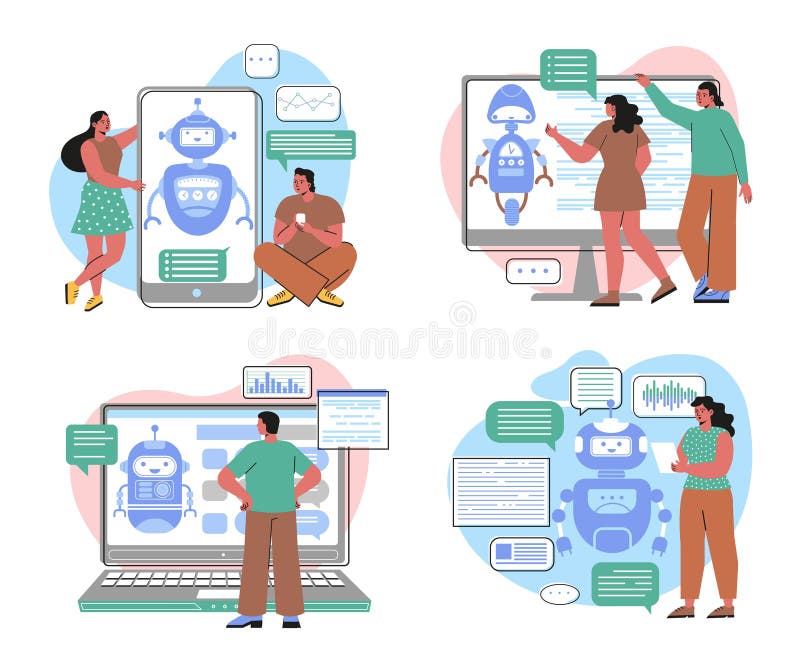 Online chat bot concept stock vector. Illustration of flat - 264372671