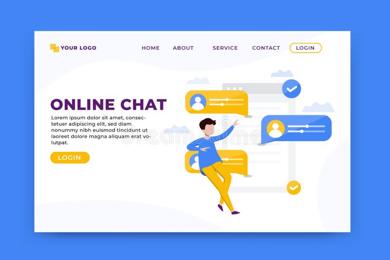 Online Chat Concept Landing Page Template Stock Vector - Illustration ...
