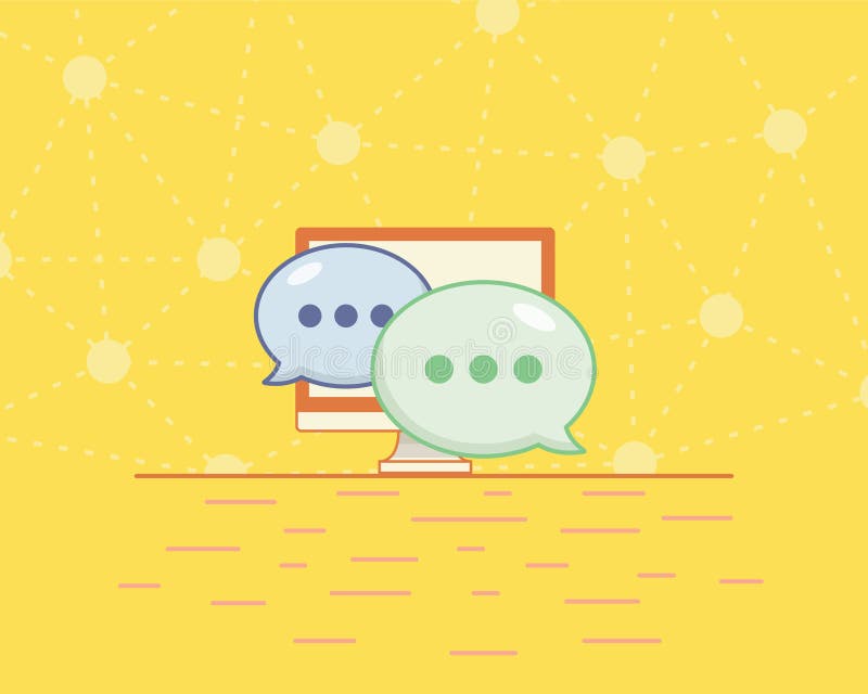 Online Chat Flat Icon on a Yellow Background Stock Illustration ...