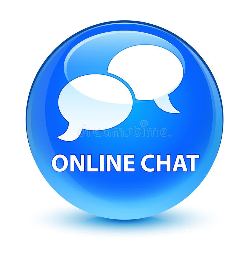 Online Chat Glassy Cyan Blue Round Button Stock Illustration ...