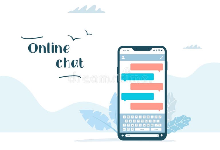 Online Chat Messages Text Notification on Smartphone. Phone Sms Speech ...