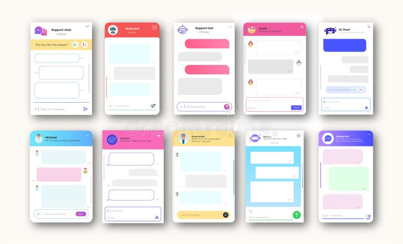 Online Chat Windows Set for Website and Mobile App Stock Vector ...