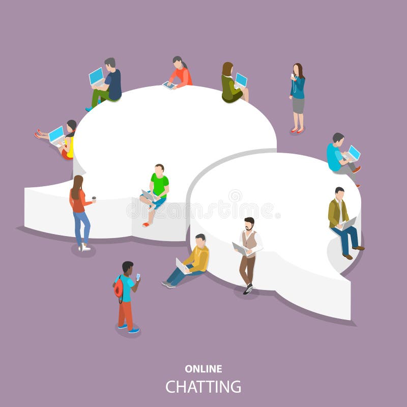 Online Chatting App Concept with Clipart Stock Vector - Illustration of ...