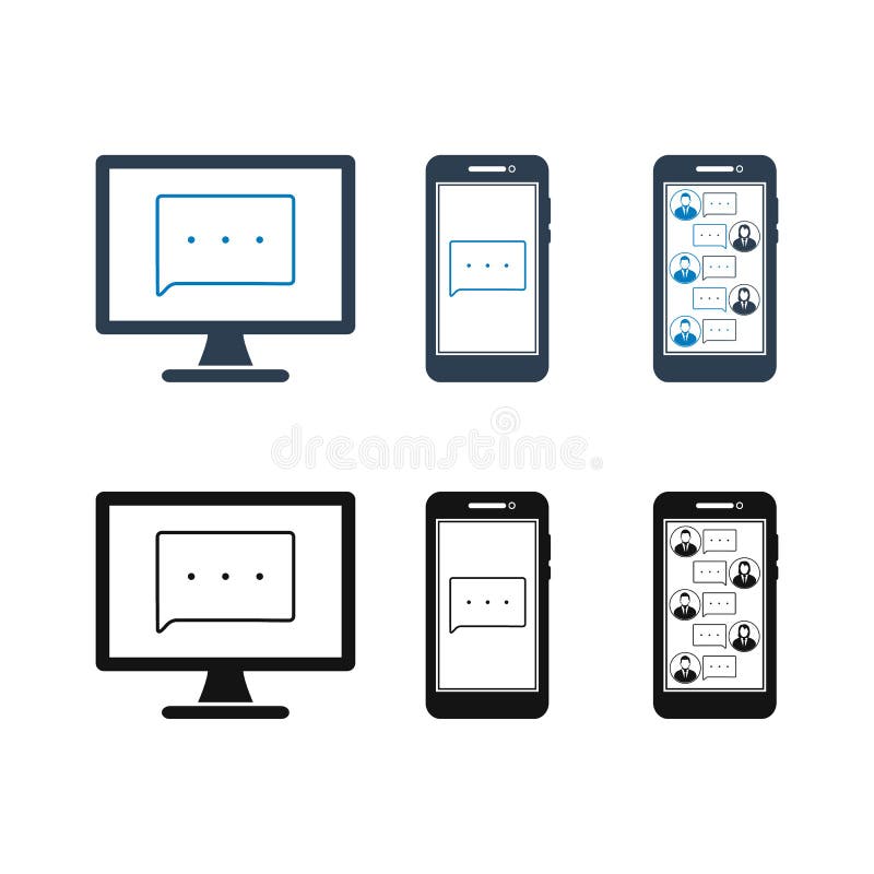 Online Chatting Icon Set. stock vector. Illustration of sign - 194020745