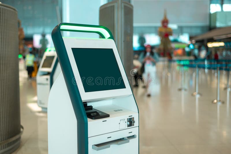 Online Check in Machine at Airport Stock Photo - Image of touch, fast ...
