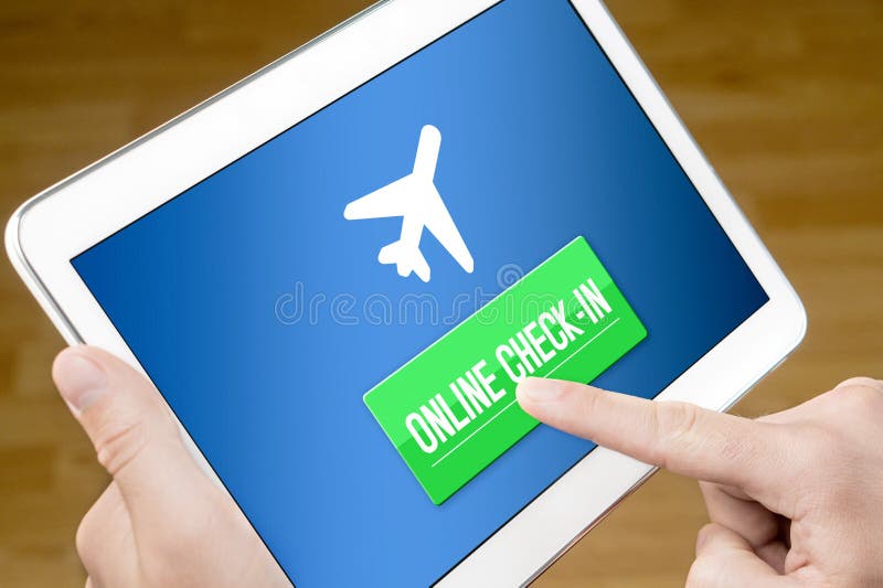 Online Check in with Mobile Device at Home Stock Image - Image of ...