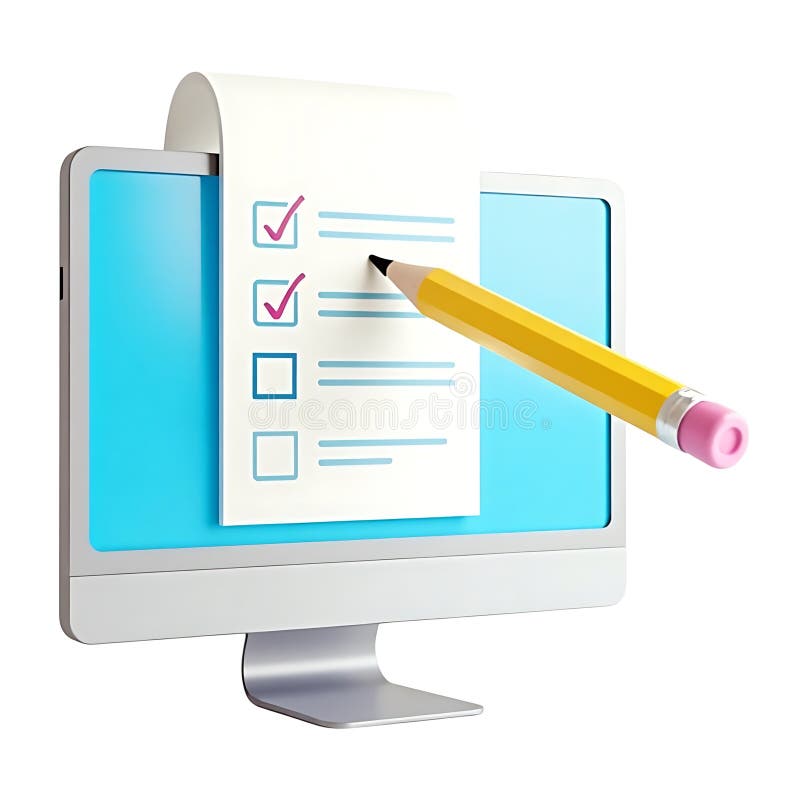 Online Checklist Complete Pencil on Screen Modern Design Stock ...