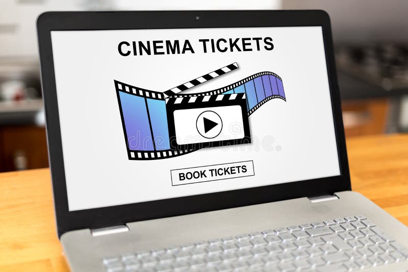 Online Cinema Tickets Booking Concept on a Laptop Stock Image - Image ...