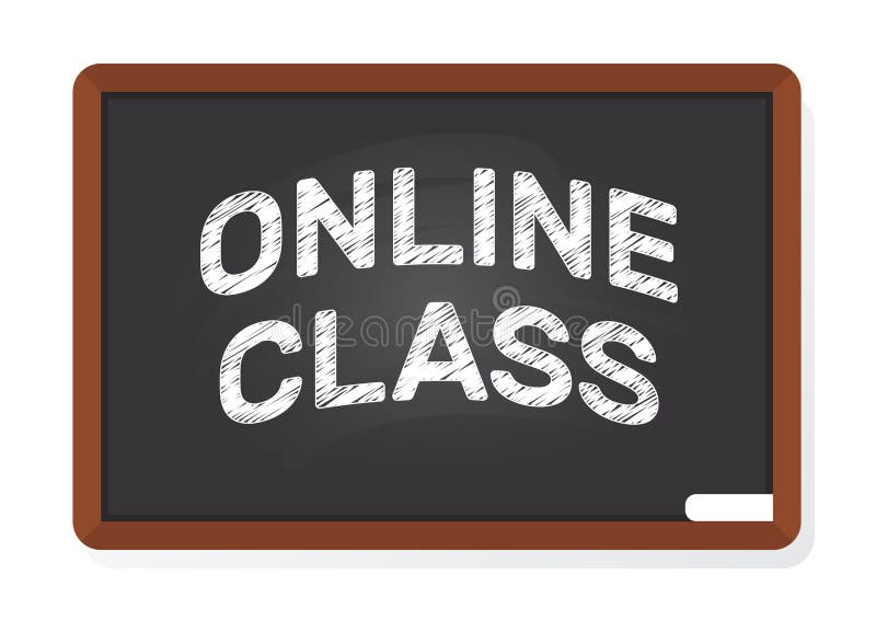 Online Class Chalk Sign on School Board. Isolated Vector Background for ...