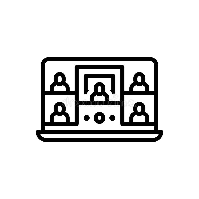 Black Line Icon for Online Class, Online and Meeting Stock Vector ...