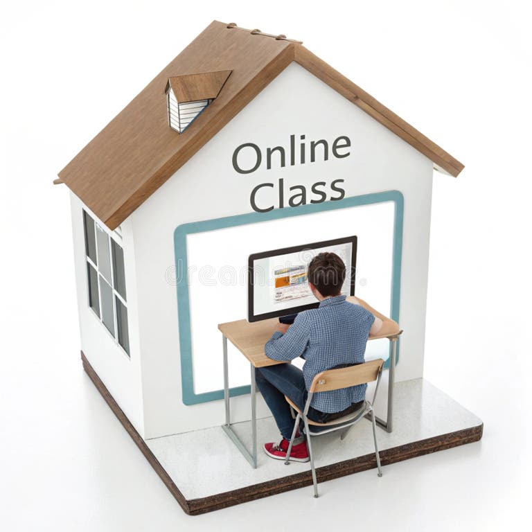 Online Class Icon Isolated on White Background Stock Illustration - Illustration of teacher ...