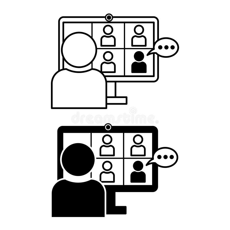 Online Class Icons. stock illustration. Illustration of virtual - 338243360