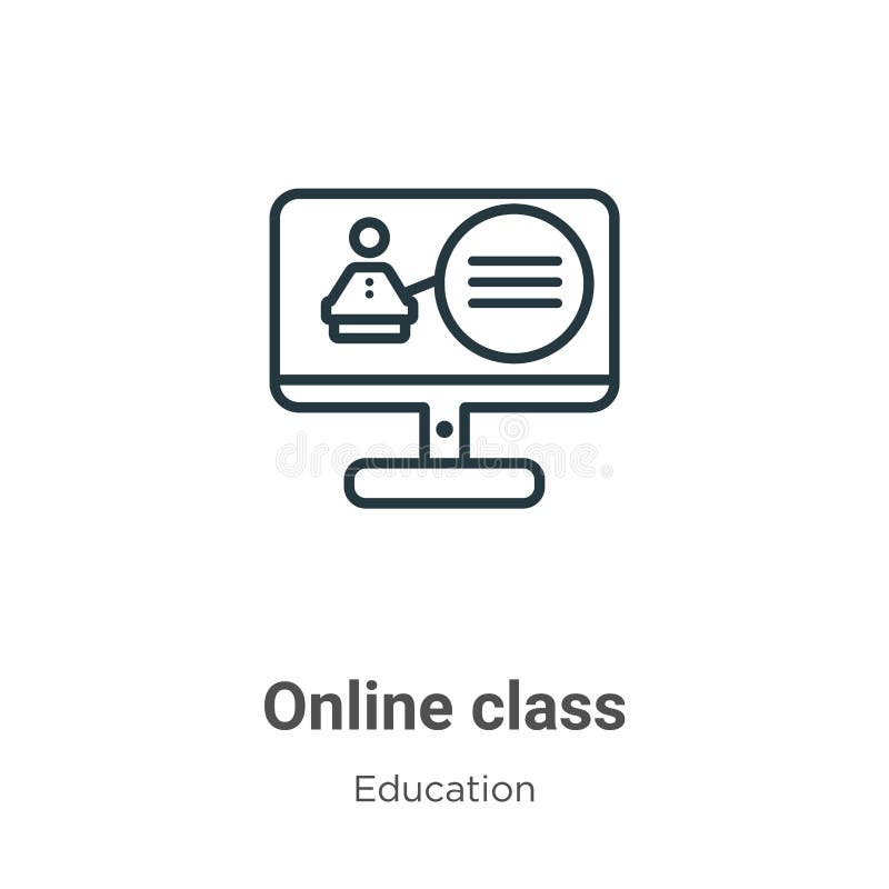 Online Class Vector Icon on White Background. Flat Vector Online Class ...