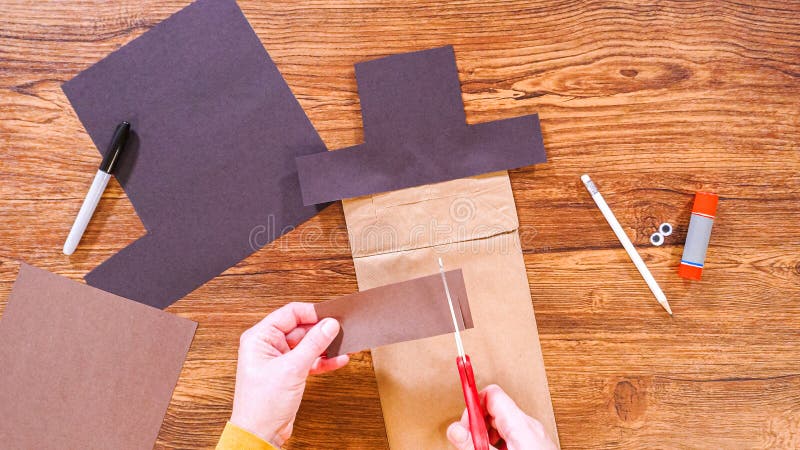 Online Class Teacher Demonstrates Brown Bag Puppet Crafting Stock Photo ...