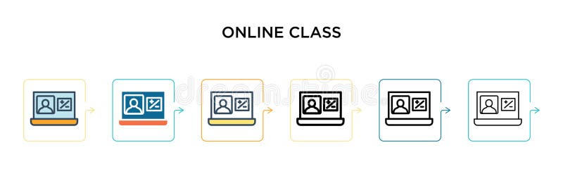 Online Class Vector Icon in 6 Different Modern Styles. Black, Two ...