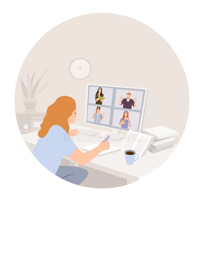 Online Class. Work Remotely from Home Stock Vector - Illustration of ...
