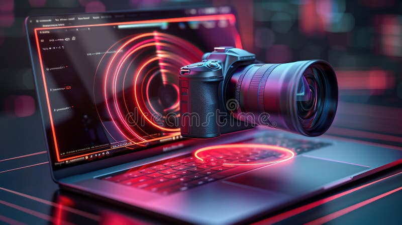 Online Classes Shooting Camera Table Computer Lens Training Stock ...