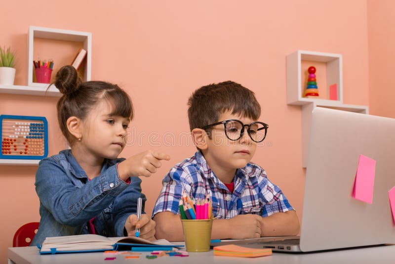 Online Classes, Teaching Online. Kids Learning Online Stock Photo ...