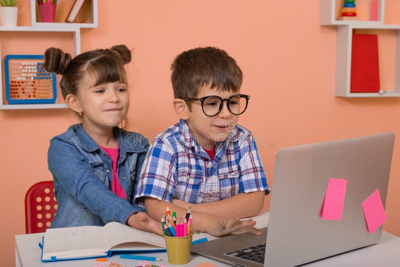 Online Classes, Teaching Online. Kids Learning Online Stock Photo ...