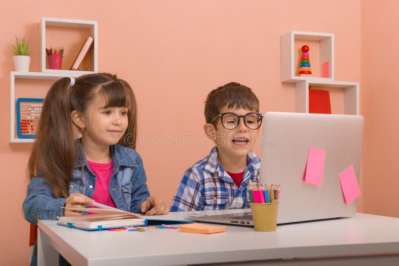 Online Classes, Teaching Online. Kids Learning Online Stock Photo ...